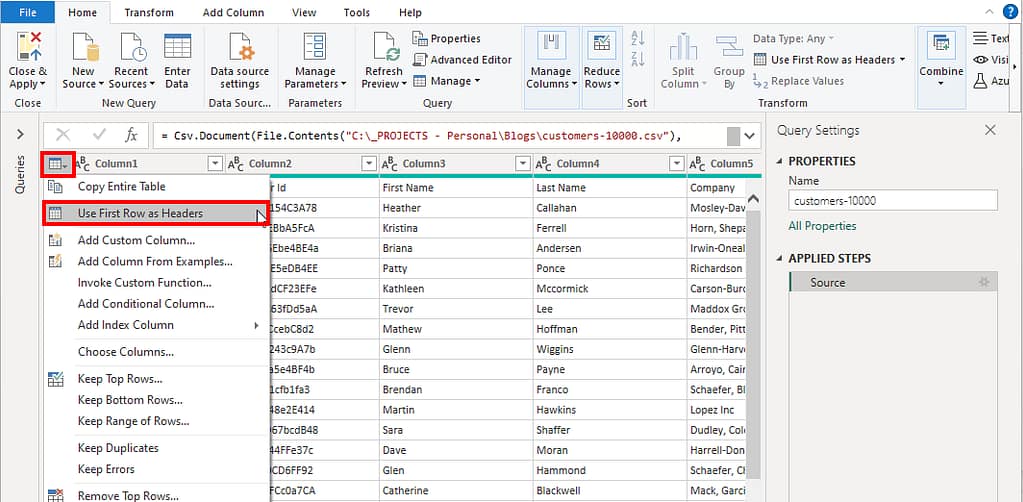 Use the First Row as Column Names in Power BI – fteymori.com
